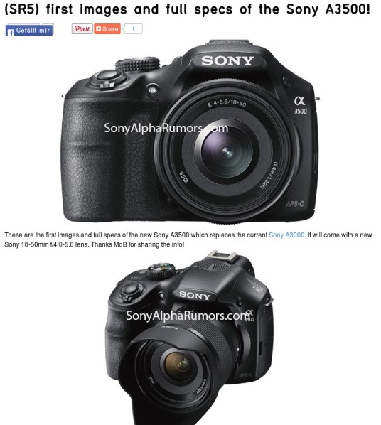 SONY α3500のリークイメージとフルスペック（sonyalpharumors） | Dmaniax.com